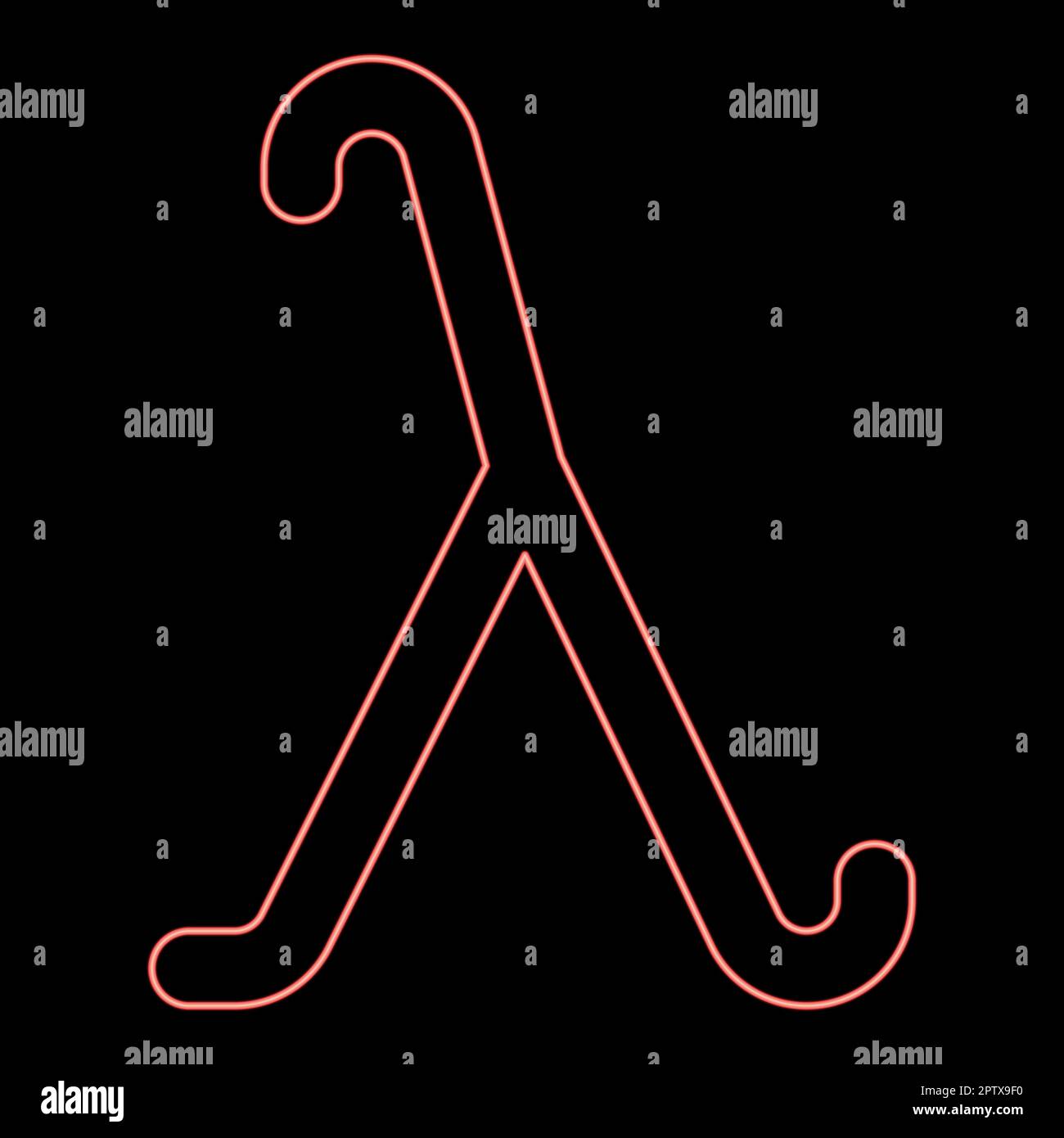 Neon lambda greek symbol small letter lowercase font red color vector ...