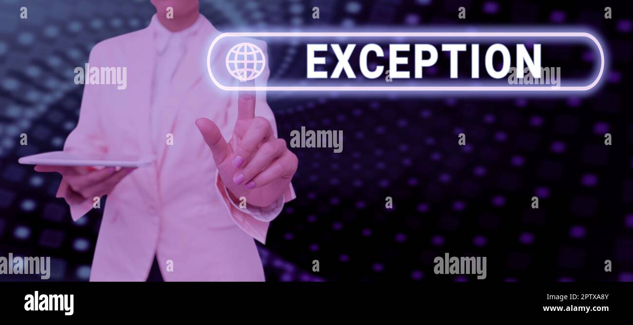 Handwriting text Exception, Word Written on person or thing that is ...