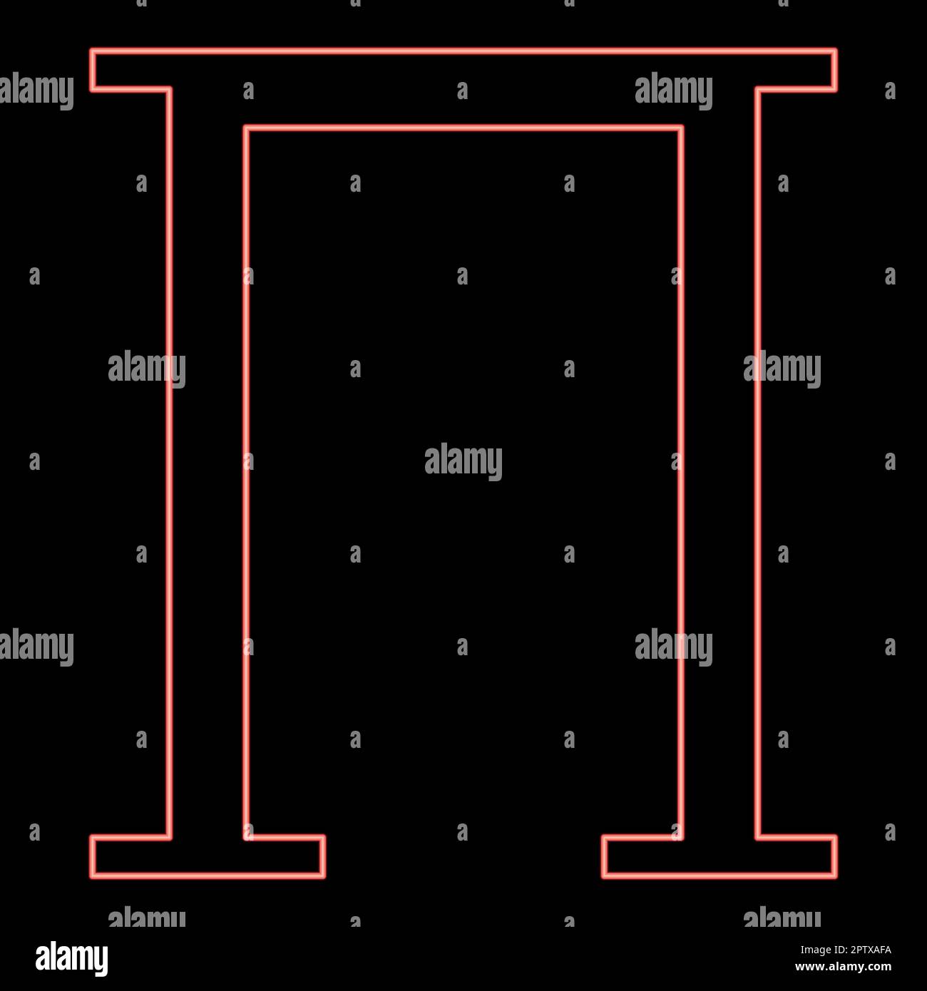 Neon pi greek symbol capital letter uppercase font red color vector ...