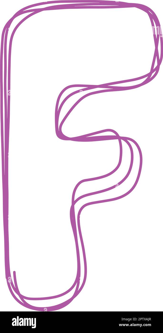 Alphabet F letter hand drawn outline stroke drawing illustration ...