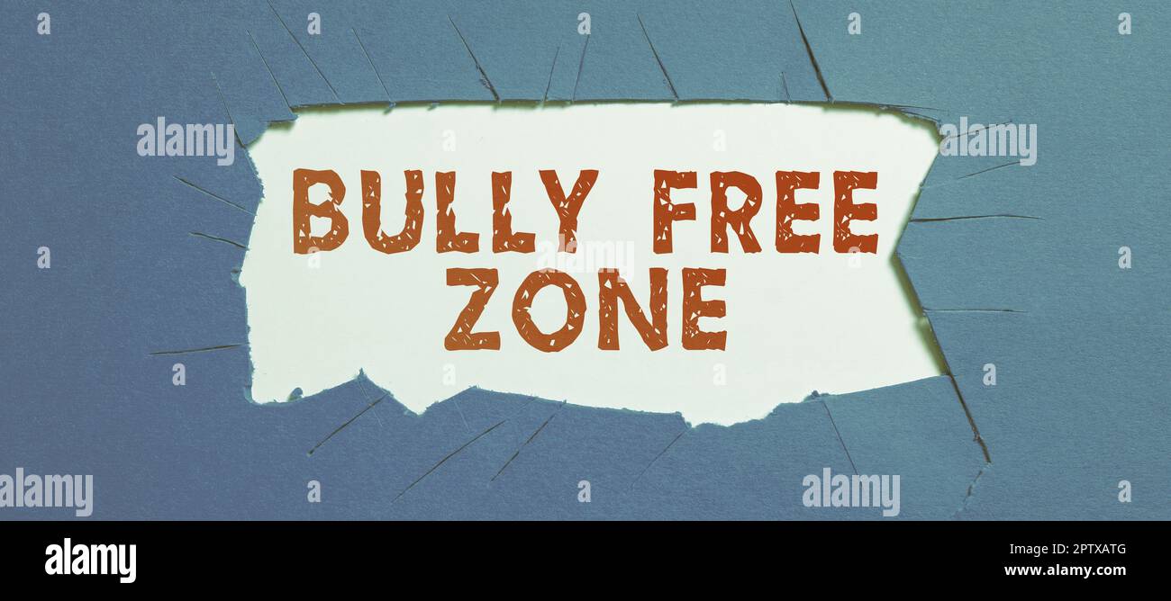 Conceptual caption Bully Free Zone, Word Written on Be respectful to ...