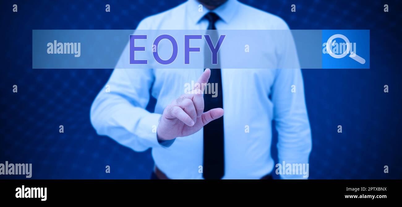 Conceptual caption Eofy, Word for a mega sale held on an end of a ...