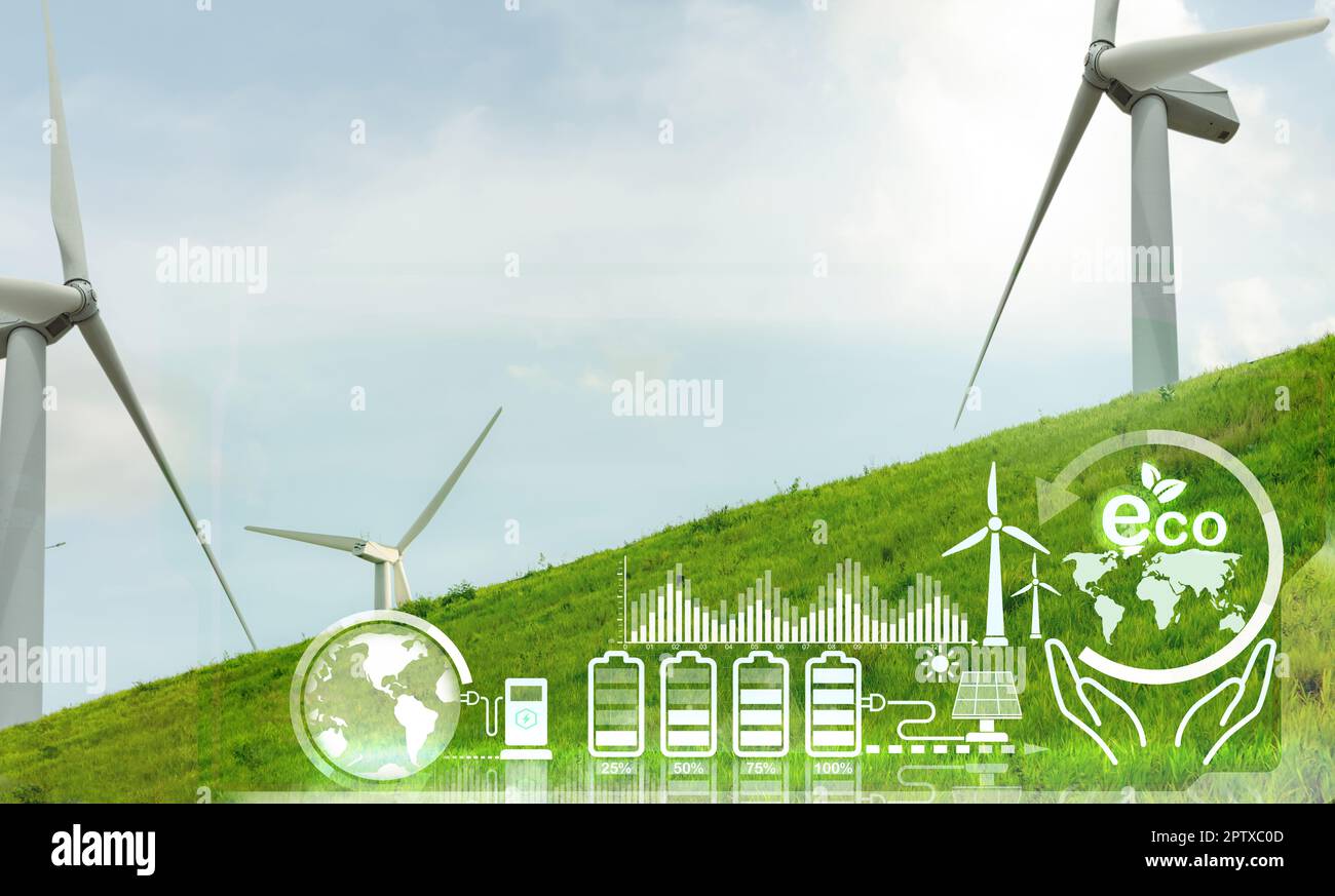 Wind energy. Sustainable and renewable energy. Wind turbines generate ...