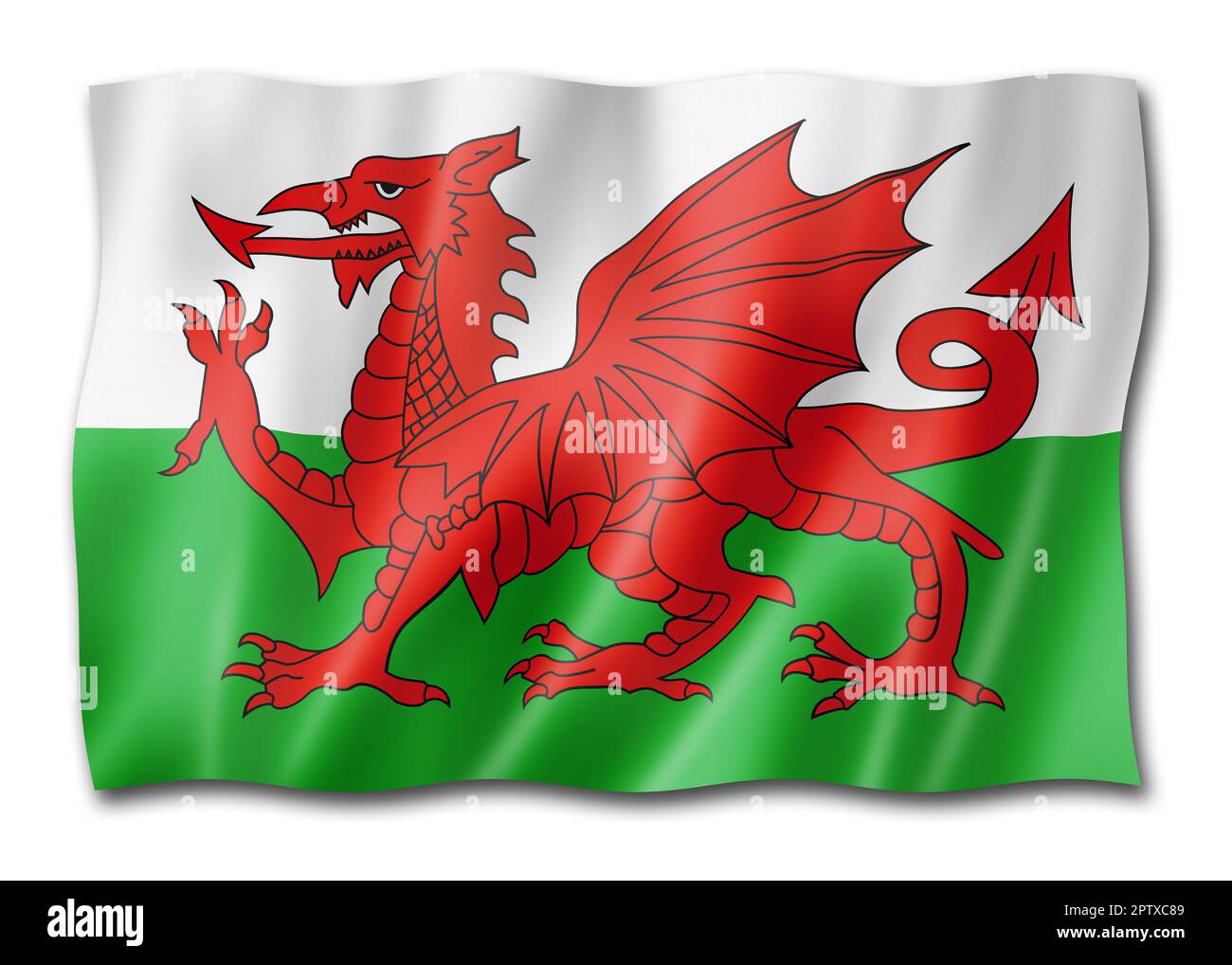 Wales flag, United Kingdom waving banner collection. 3D illustration ...