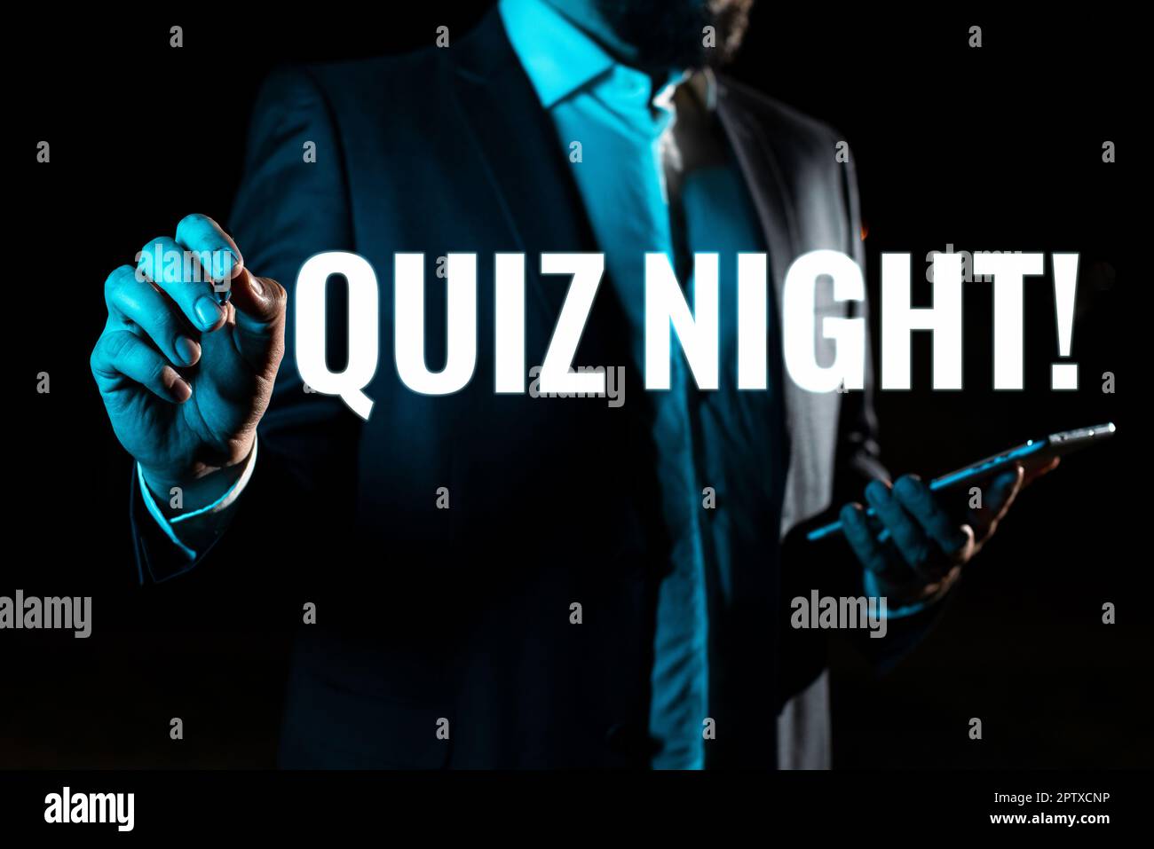Writing displaying text Quiz Night, Business idea evening test ...