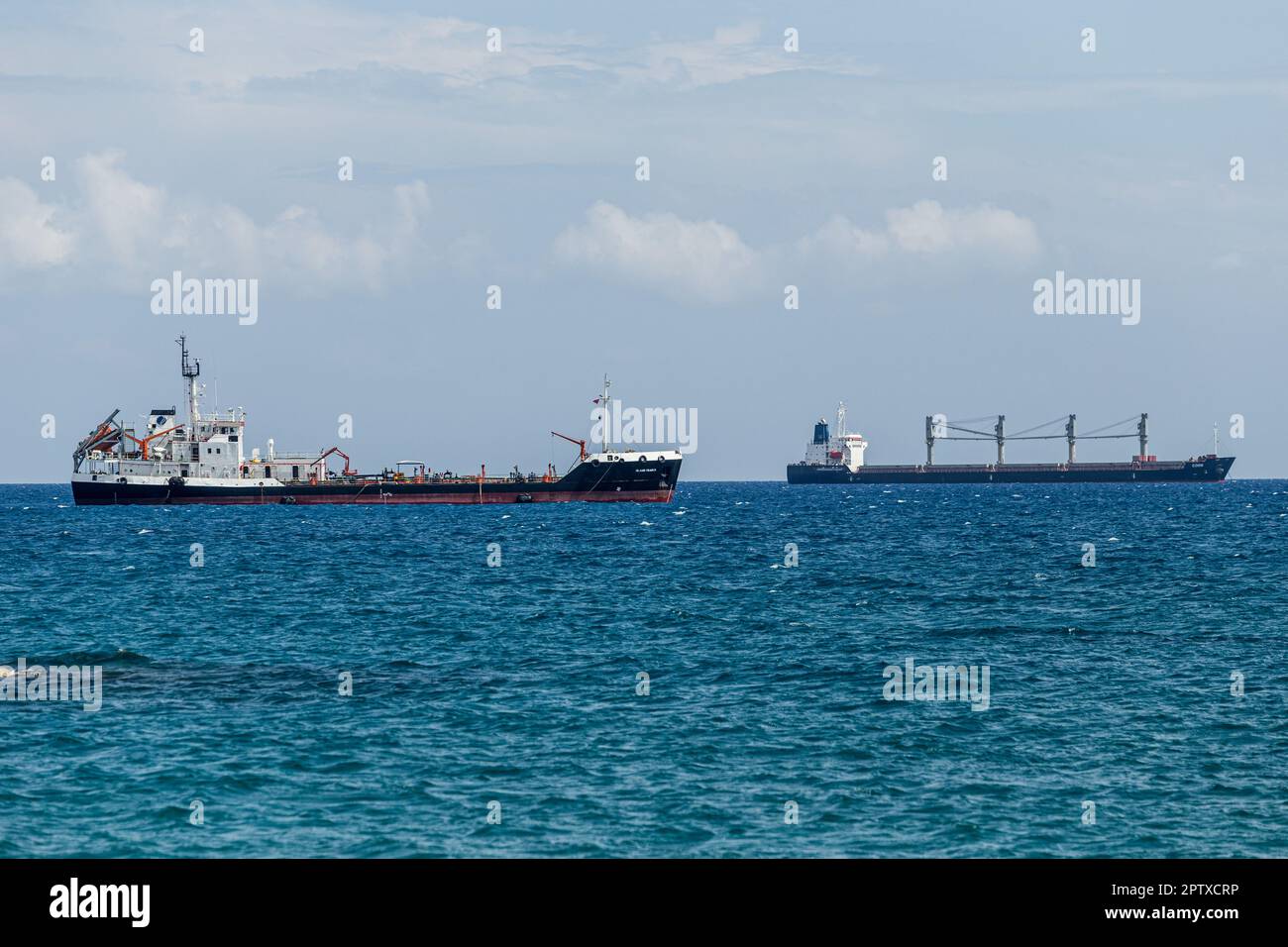April 28, 2023, Limassol, Limassol, Cyprus: Cargo ships are seen in ...