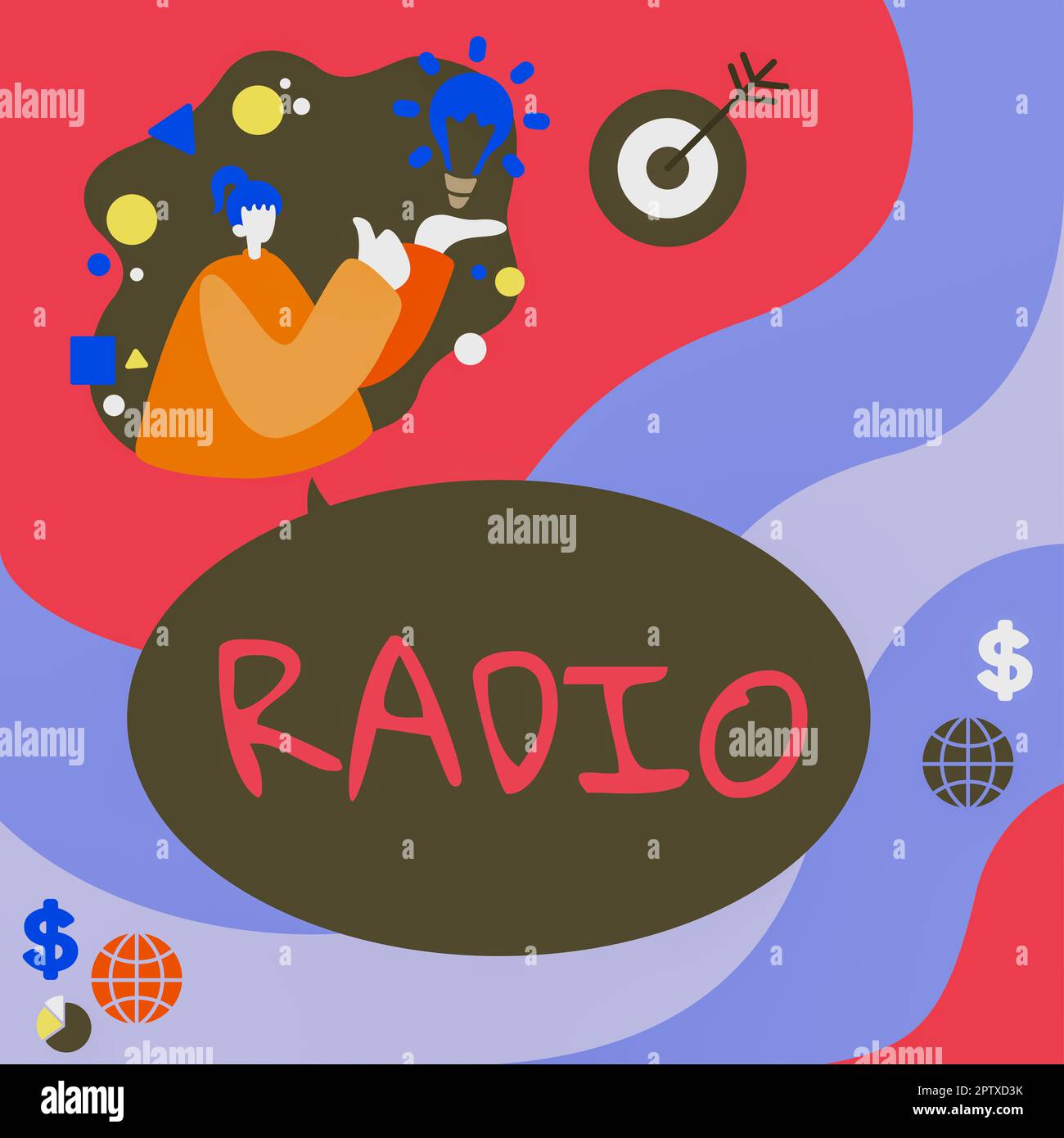 Text sign showing Radio, Word for transmission reception ...