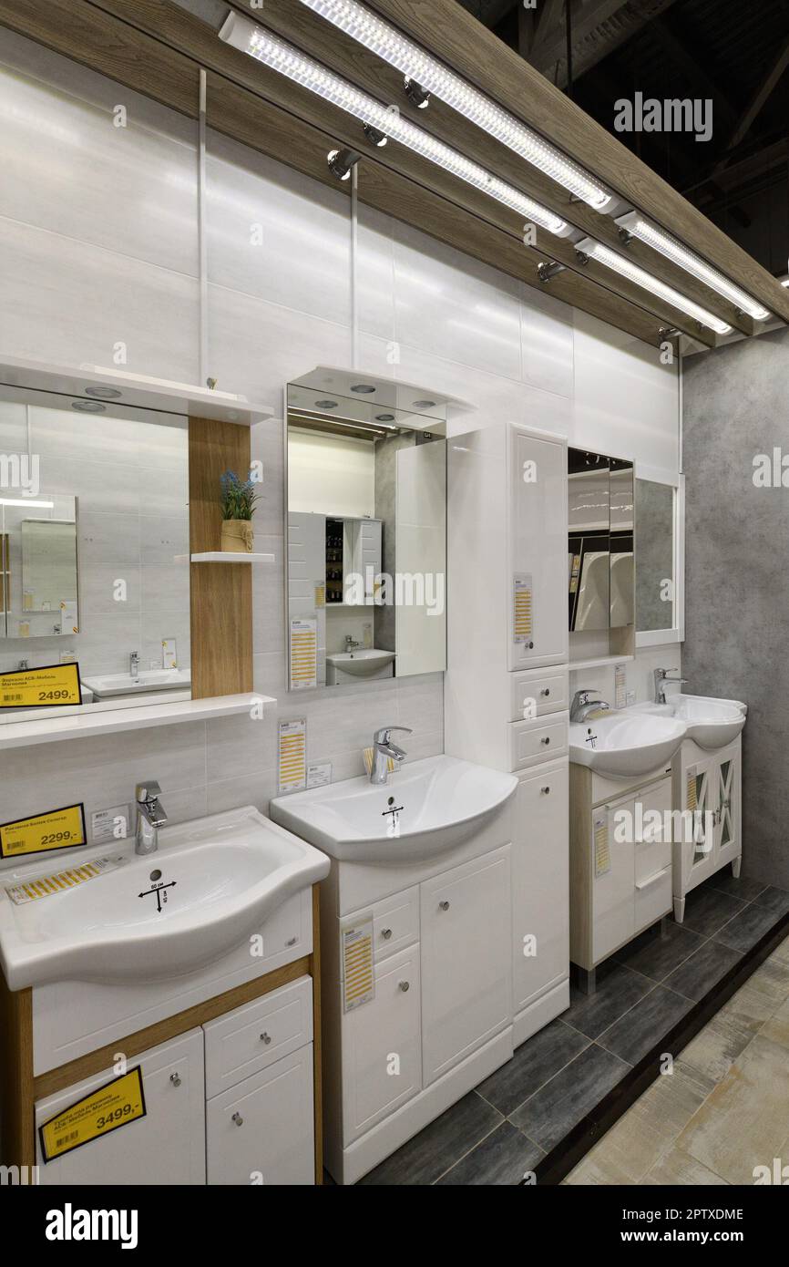 Moscow, Russia -21 Aug. 2022. The Toilets in Petrovich building ...