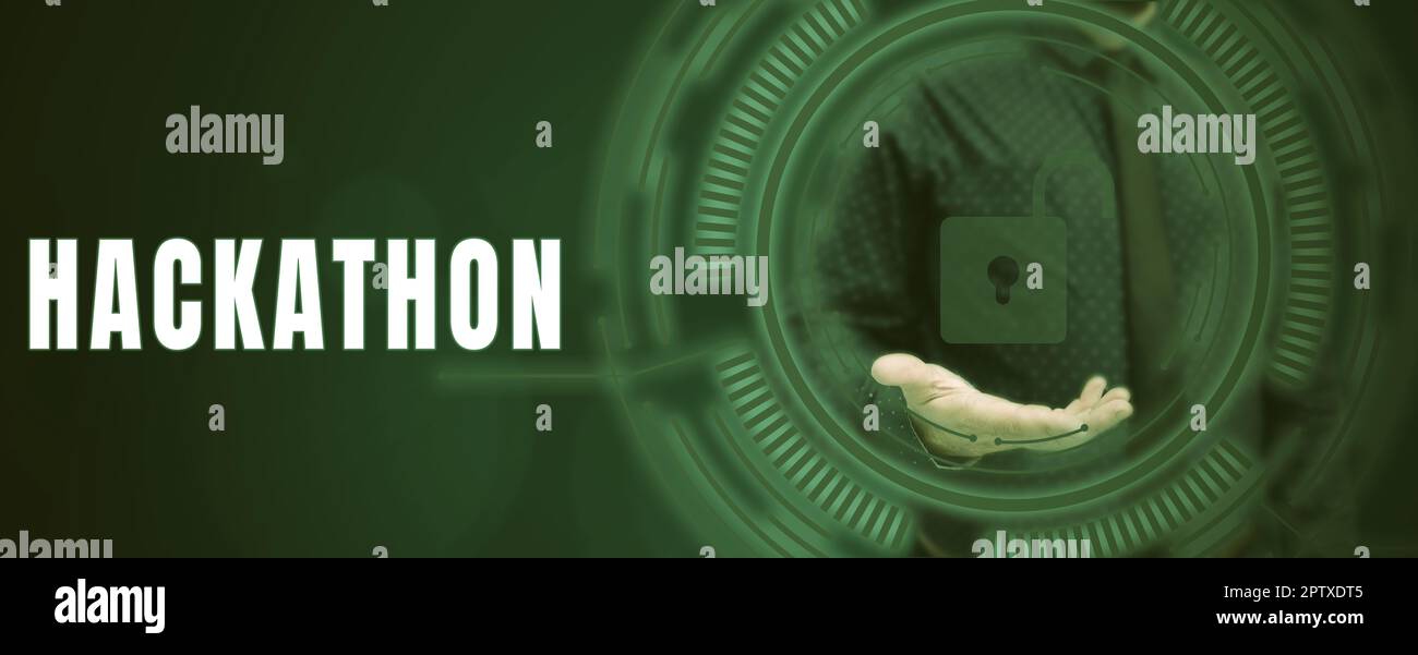Inspiration showing sign Hackathon, Internet Concept event where large ...