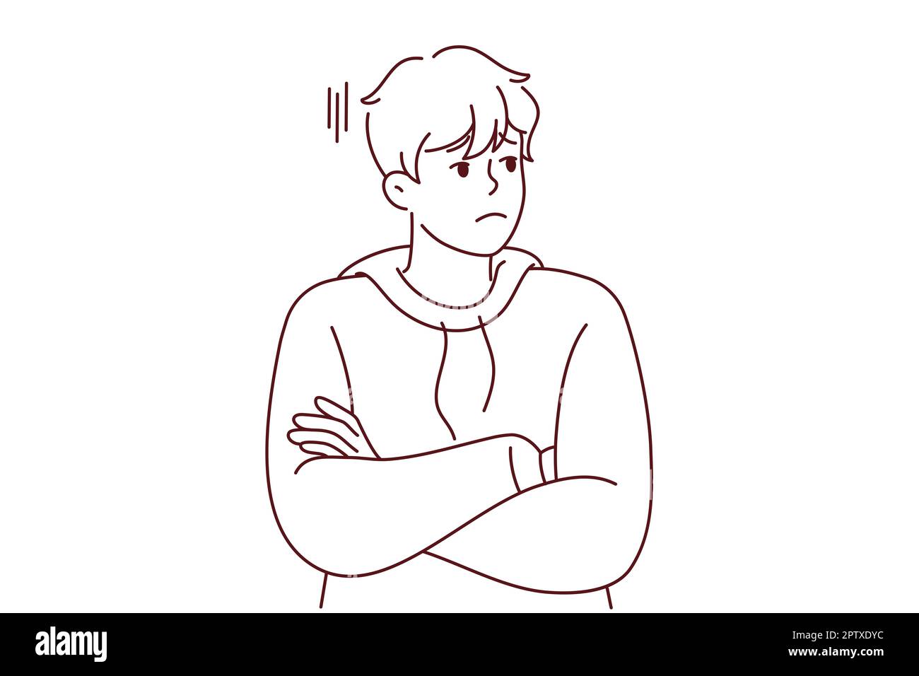 Unhappy young man look aside feeling bored and distressed. Upset ...