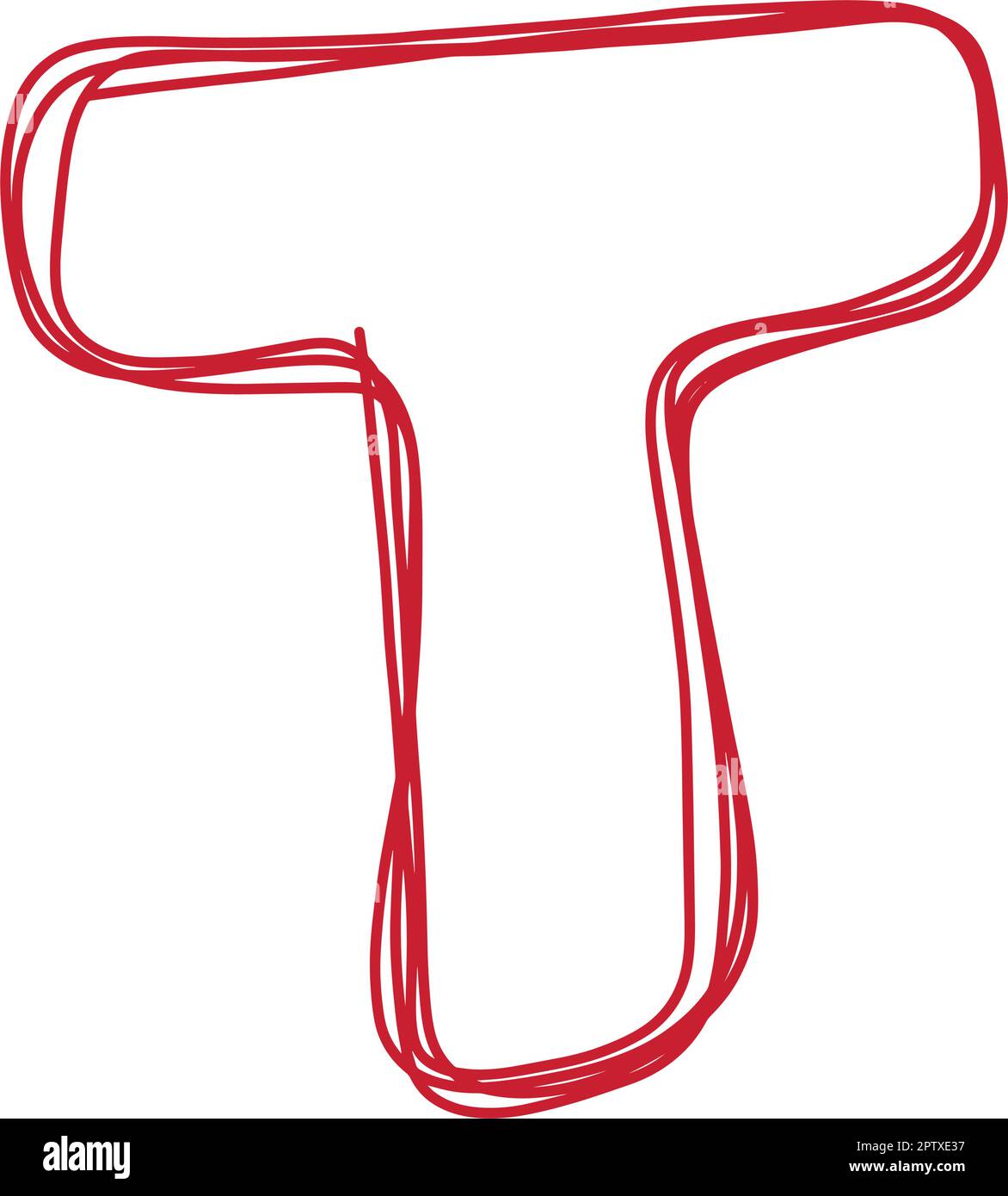Alphabet T letter hand drawn outline stroke drawing illustration ...