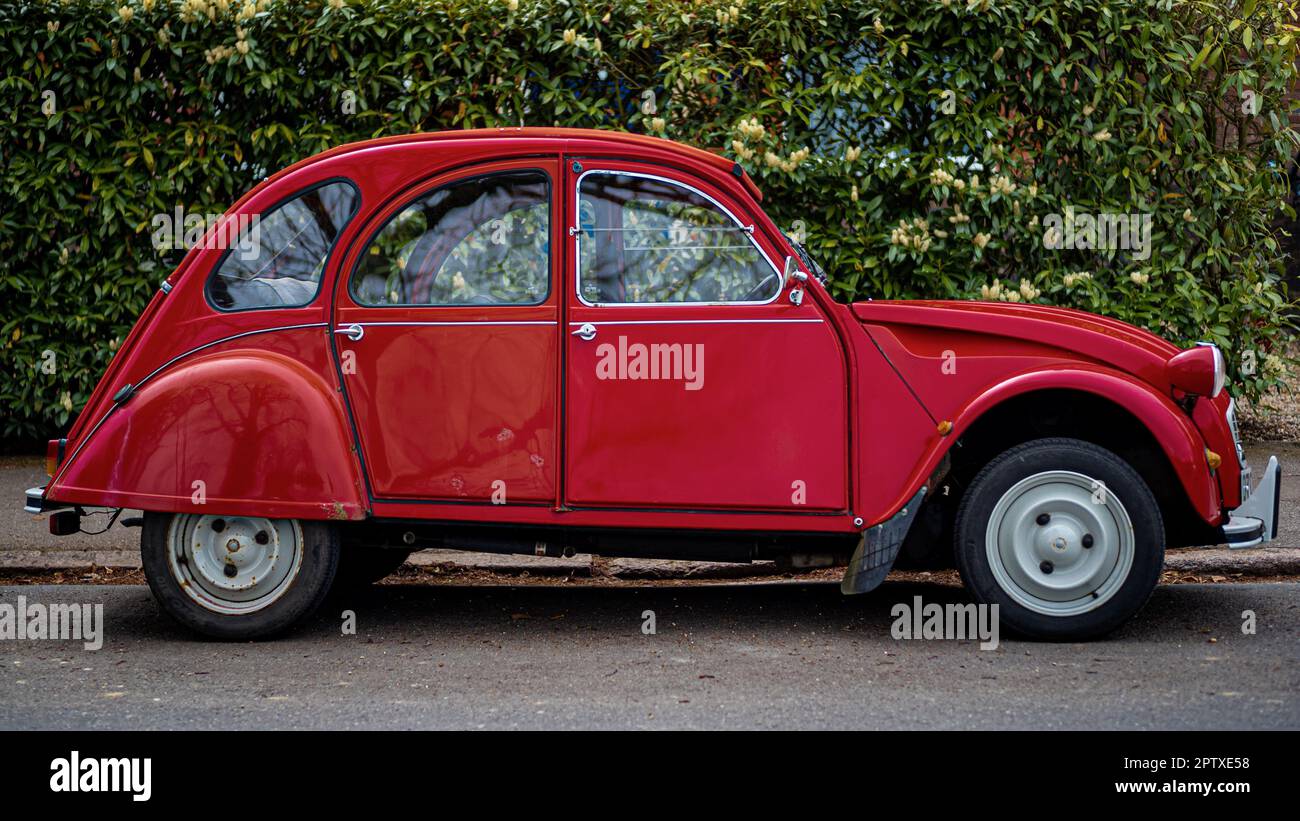 Citroen 2CV car parked on a street in the UK. Citroen 2CVs were ...