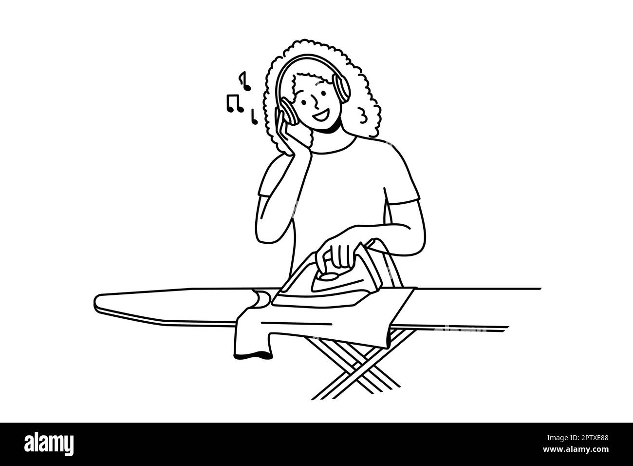 Ironing clothes Black and White Stock Photos & Images - Alamy