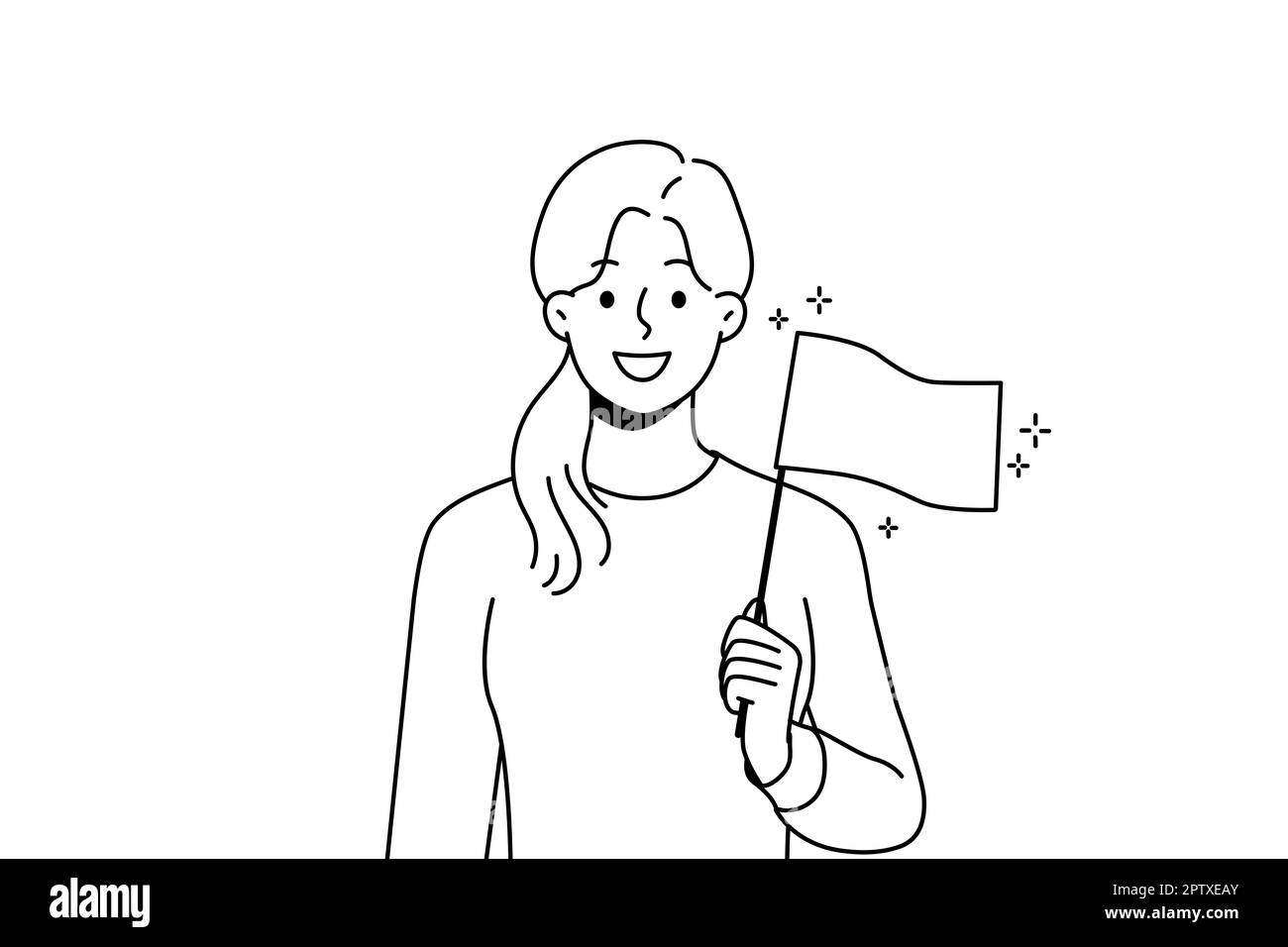 Smiling young woman holding UK flag in hands. Happy female with British ...