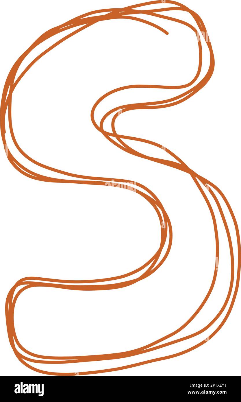 Alphabet S letter hand drawn outline stroke drawing illustration ...