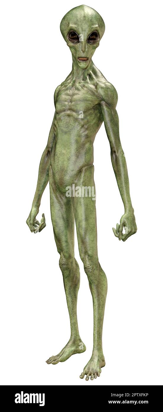 3D rendering of a green alien isolated on white background Stock Photo ...