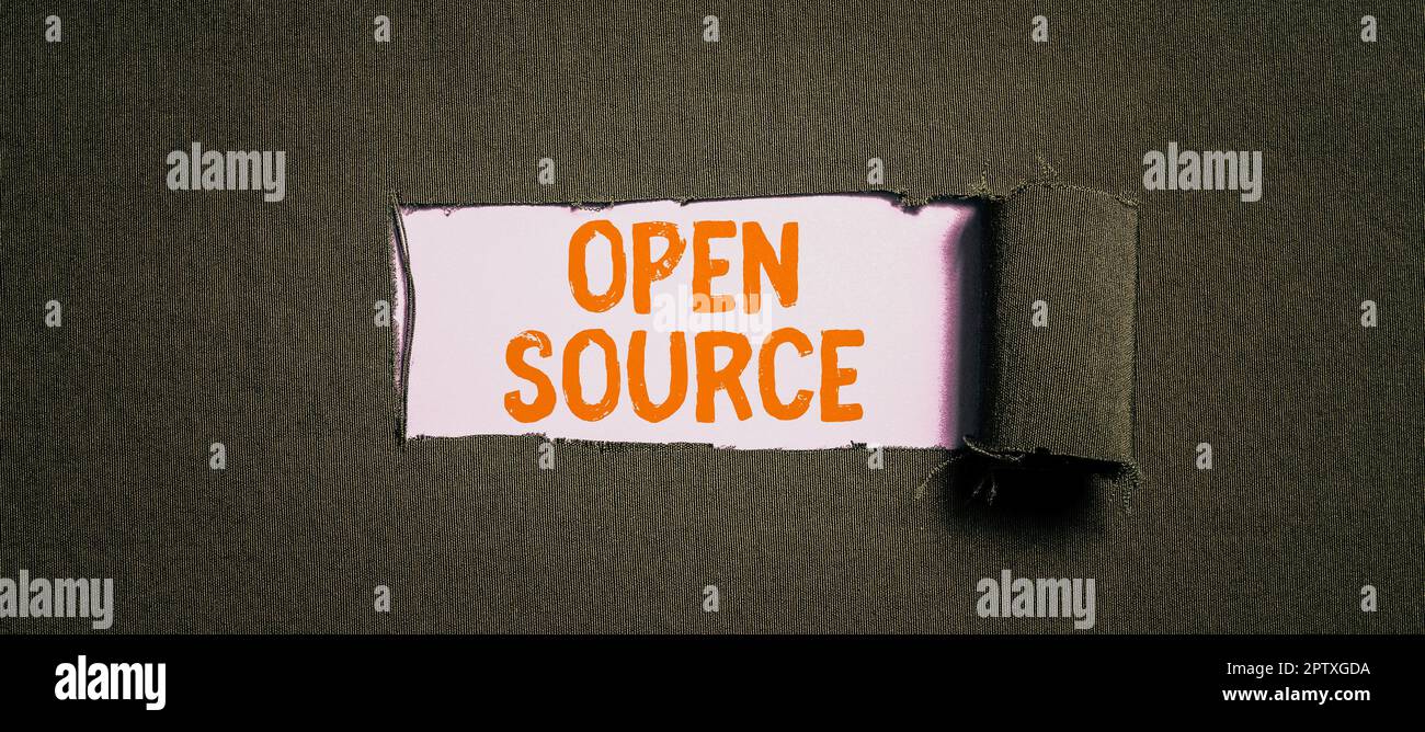 Sign Displaying Open Source Business Overview Denoting Software Which Original Source Code