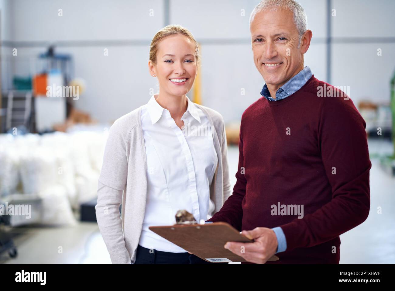 Just doing a routine inspection. Portrait of two factory managers on an ...