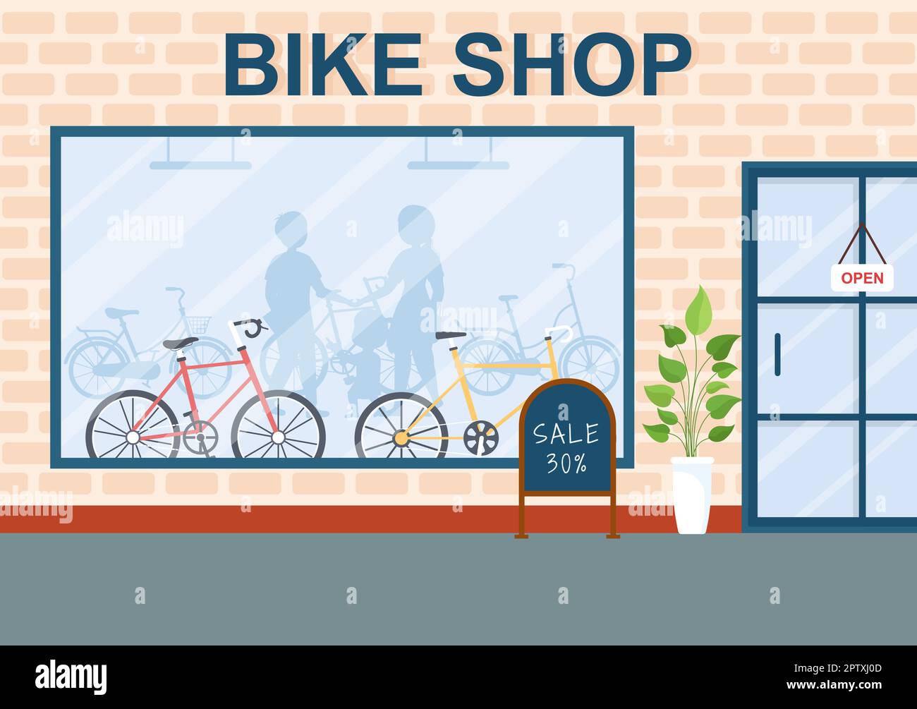 Bike Shop with Shoppers People Choosing Cycles, Accessories or Gear ...