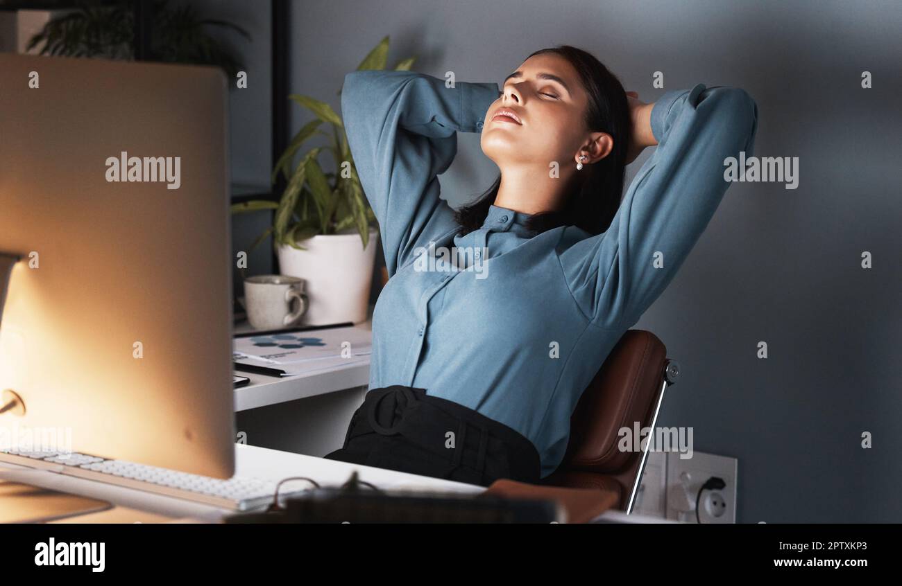 Woman health stress night office hi-res stock photography and images ...