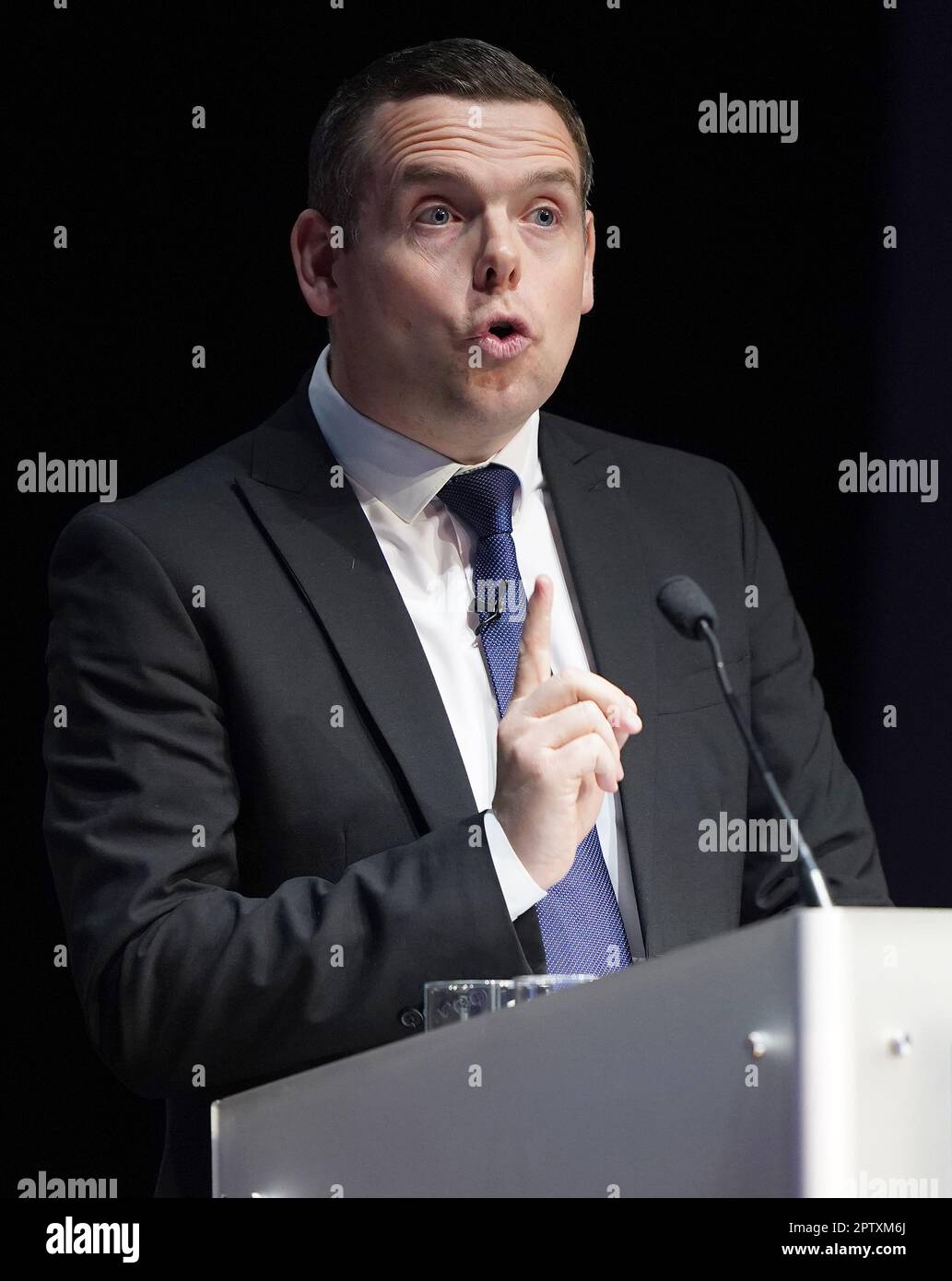 Scottish Conservative party leader Douglas Ross delivers a keynote ...