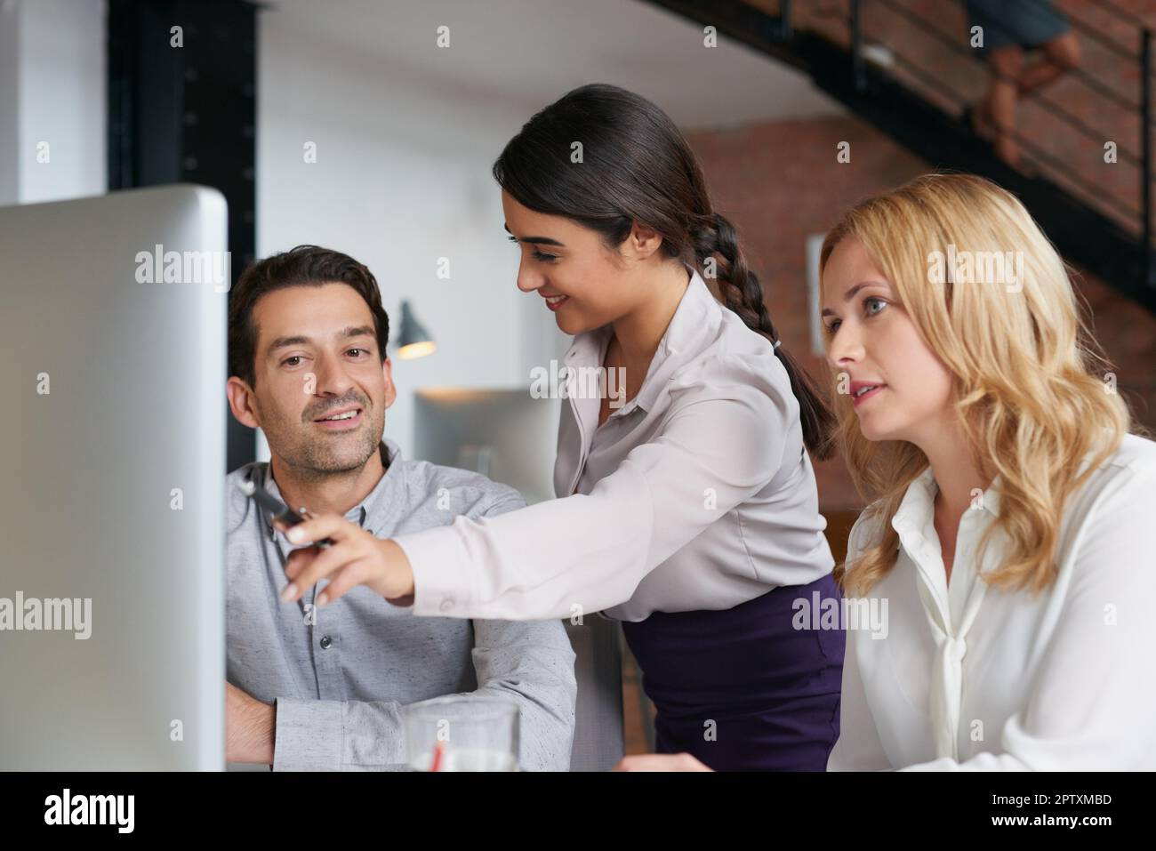 Meeting, collaboration and explain with a business woman and team ...