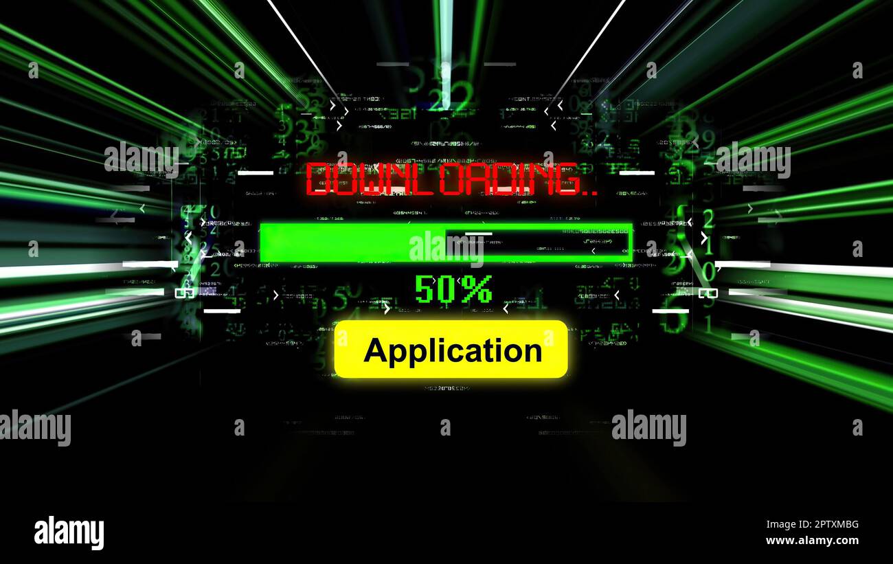 Application download progress bar on the screen Stock Photo - Alamy