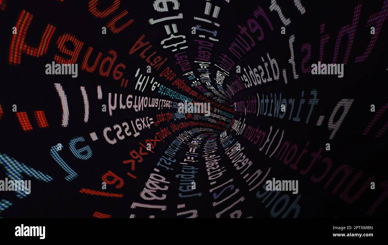 Driving through code data tunnel Stock Photo - Alamy