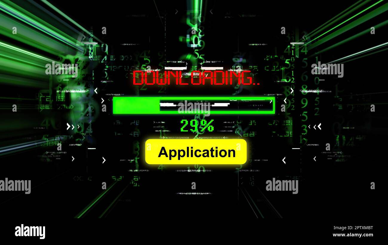 Application download progress bar on the screen Stock Photo - Alamy