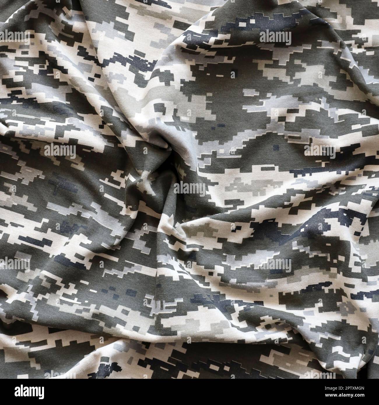 Fabric with texture of Ukrainian military pixeled camouflage. Cloth ...