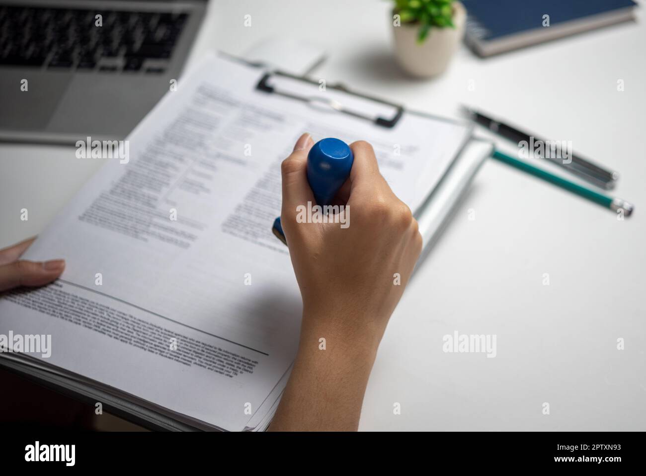 Signing approval record documents stamp confirmation occupation ...