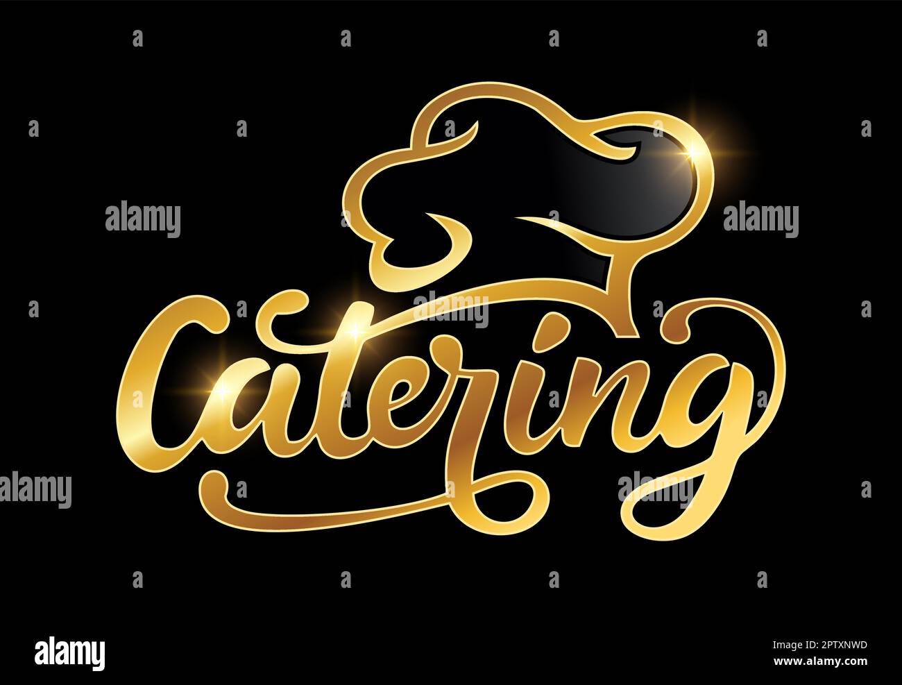 Golden Catering monogram Logo with Chef Hat vector Icon Stock Vector ...