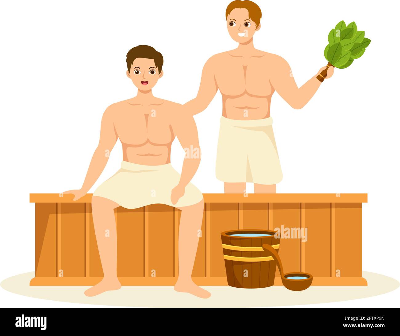 Sauna and Steam Room with People Relax, Washing Their Bodies, Steam or ...