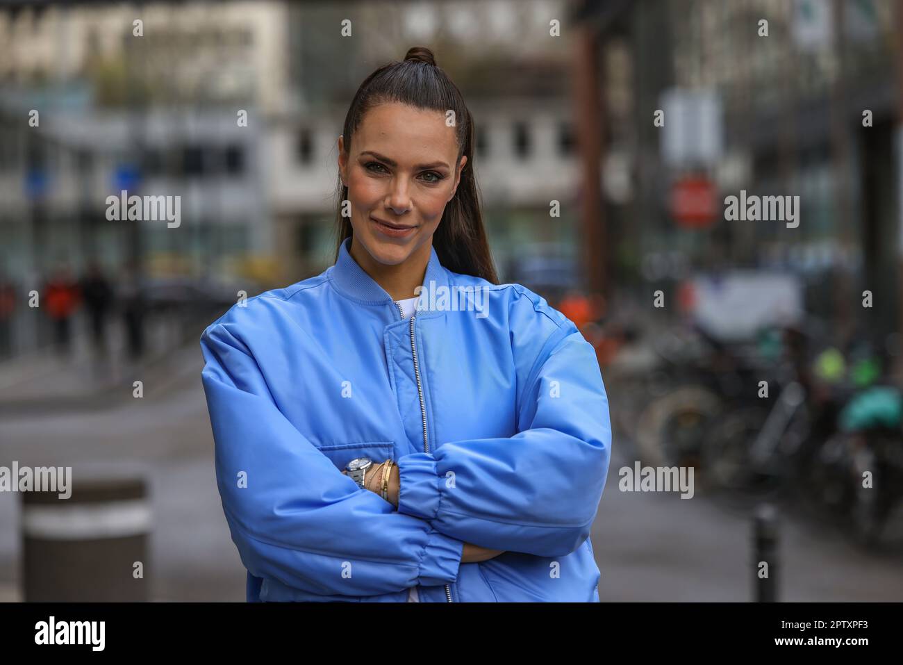 Cologne, Germany. 28th Apr, 2023. Television presenter Esther Sedlaczek ...