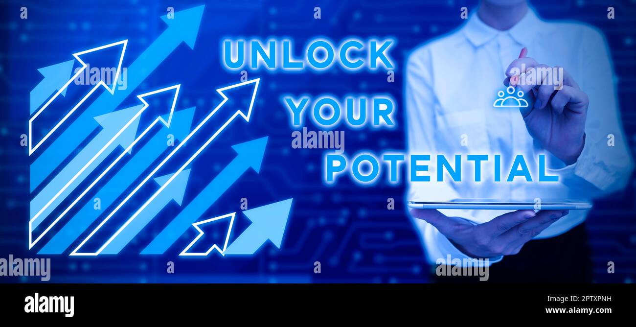 Text caption presenting Unlock Your Potential, Concept meaning Unleash ...