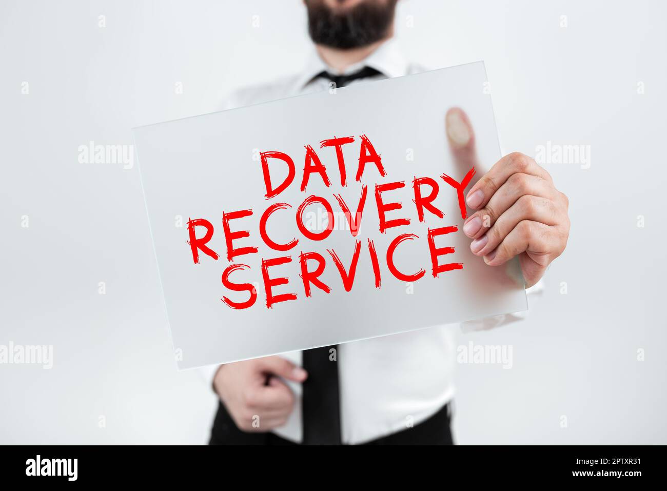 Text caption presenting Data Recovery Service, Business concept Process of retrieving ...