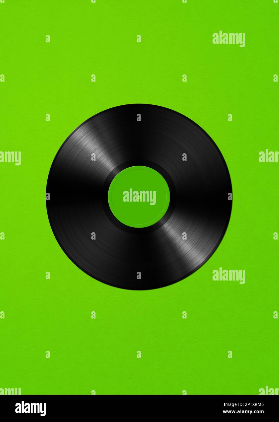 Vinyl record isolated on green background. 3D illustration Stock Photo ...