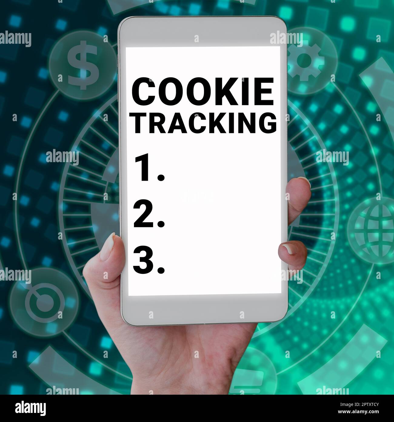 Sign displaying Cookie Tracking, Business showcase Data stored in the ...