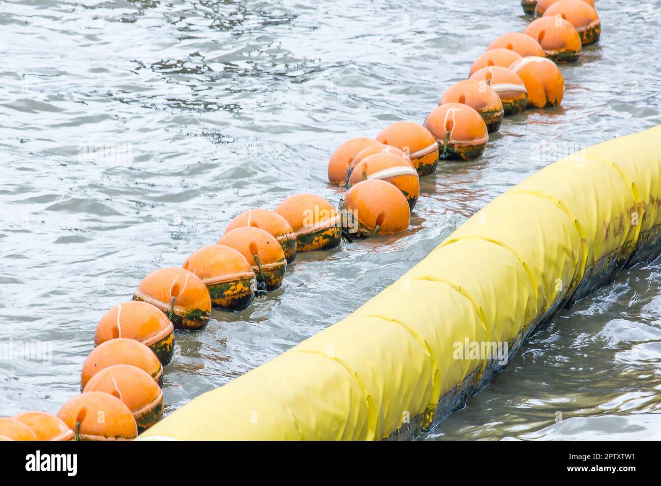 Orange buoy Used in the form of water made from special plastic that is ...