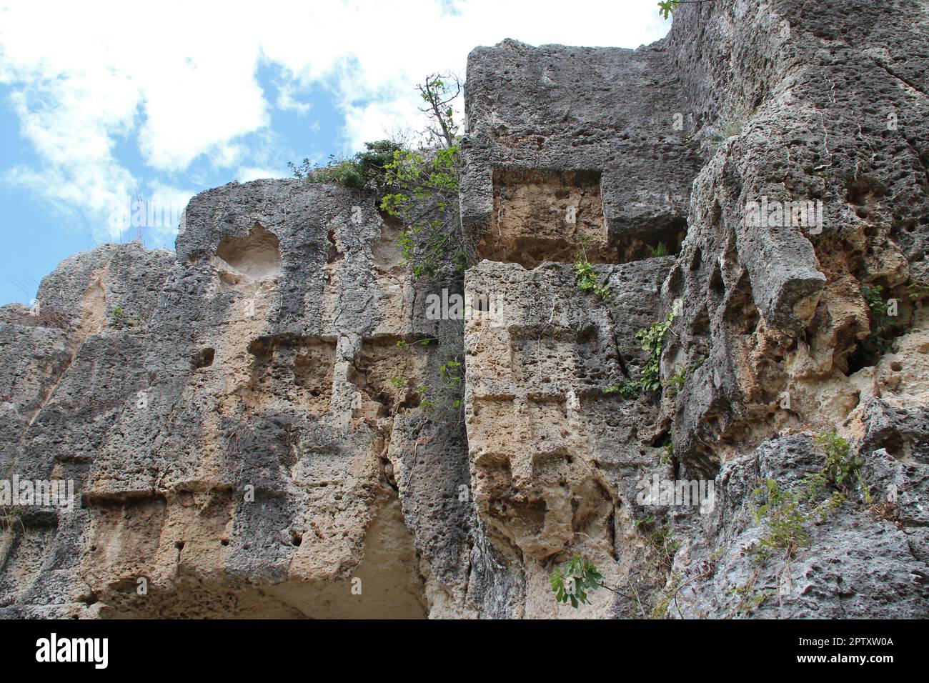 stone quarry in an archaeological park in syracuse in sicily (italy ...