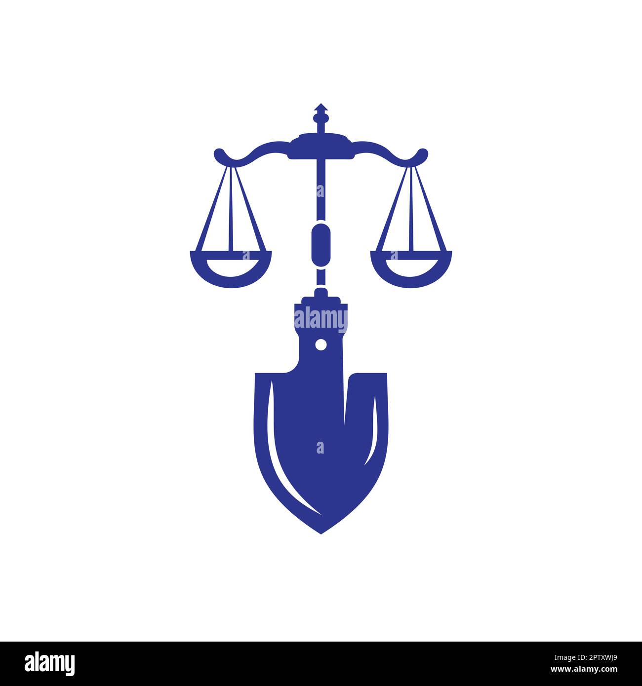 Shovel scale vector logo design. Labor law vector logo design template ...