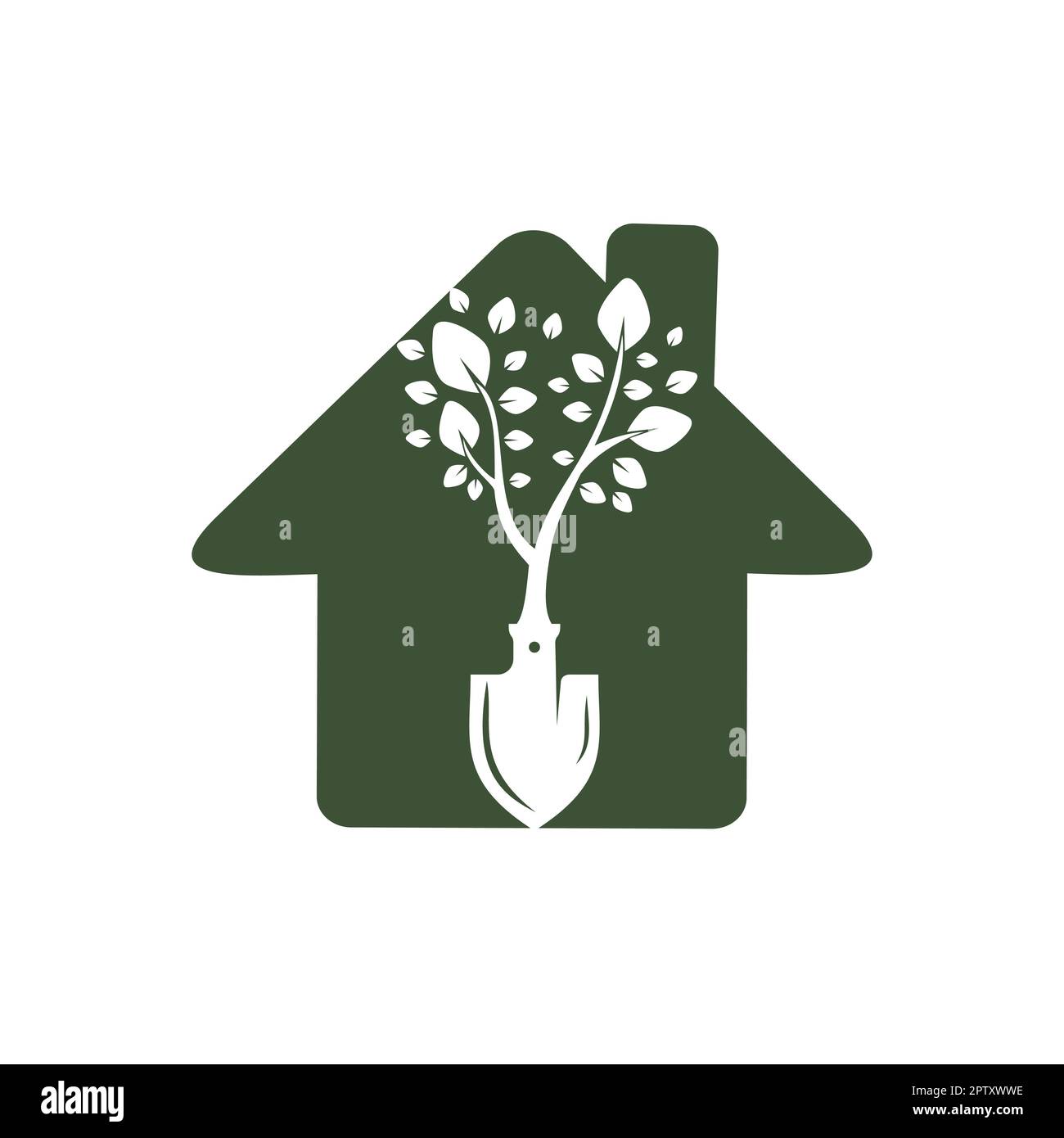 Shovel tree vector logo design. Green garden environment logo design ...