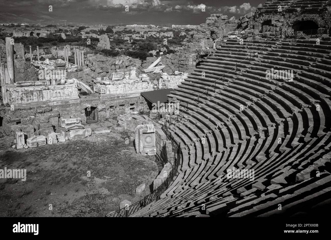 A view from the top of the steep ancient amphitheatre within the Roman ...