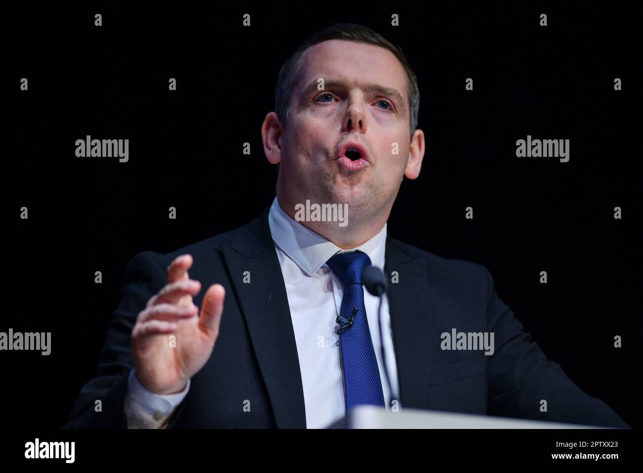Glasgow Scotland, UK 28 April 2023. Douglas Ross MSP at the Scottish ...