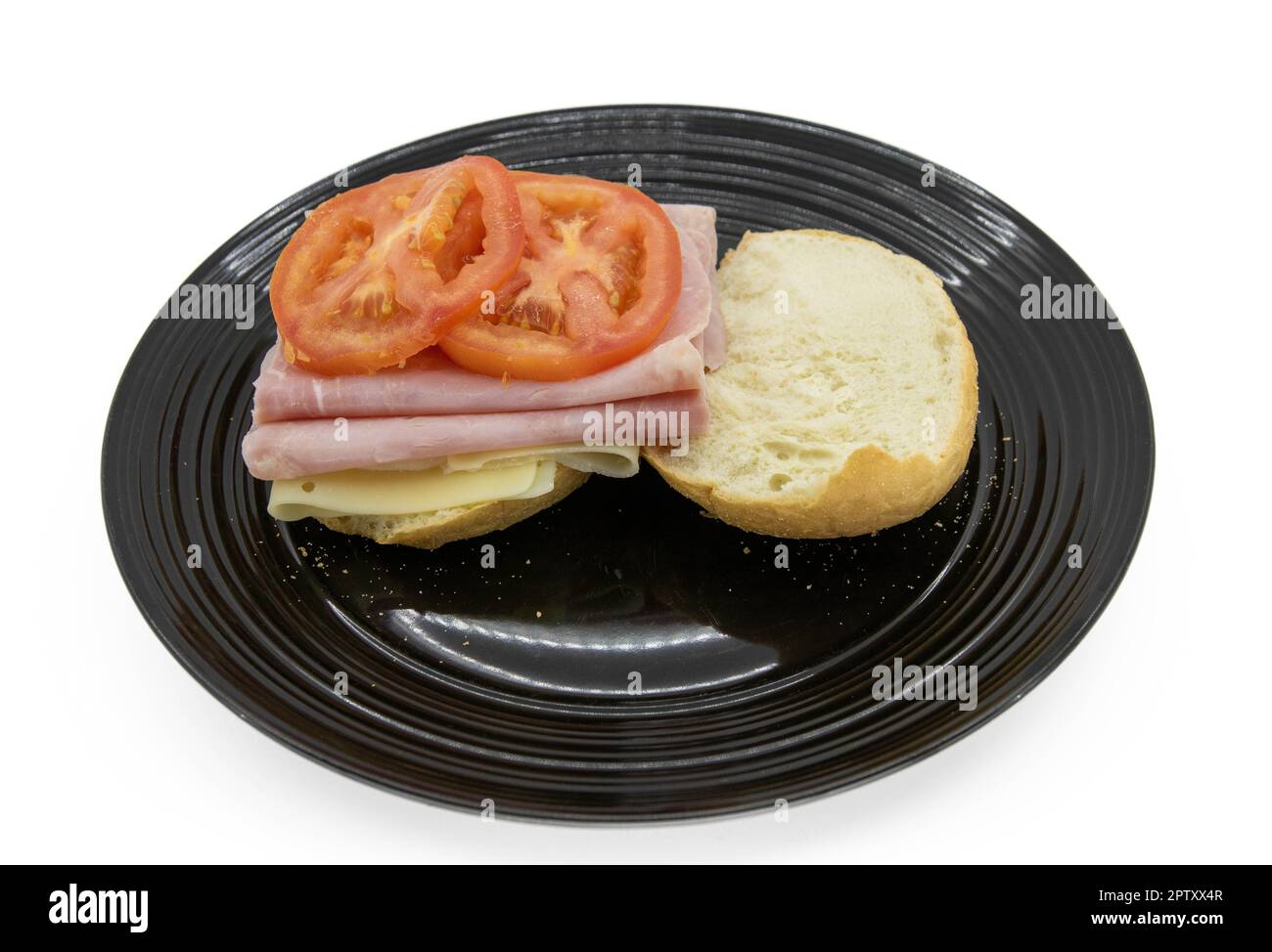 Side view of ham and xheese sandwhich with boiled ham, alpine lace ...