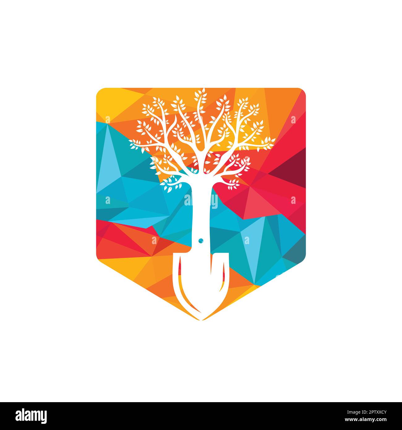 Shovel tree vector logo design. Green garden environment logo design ...