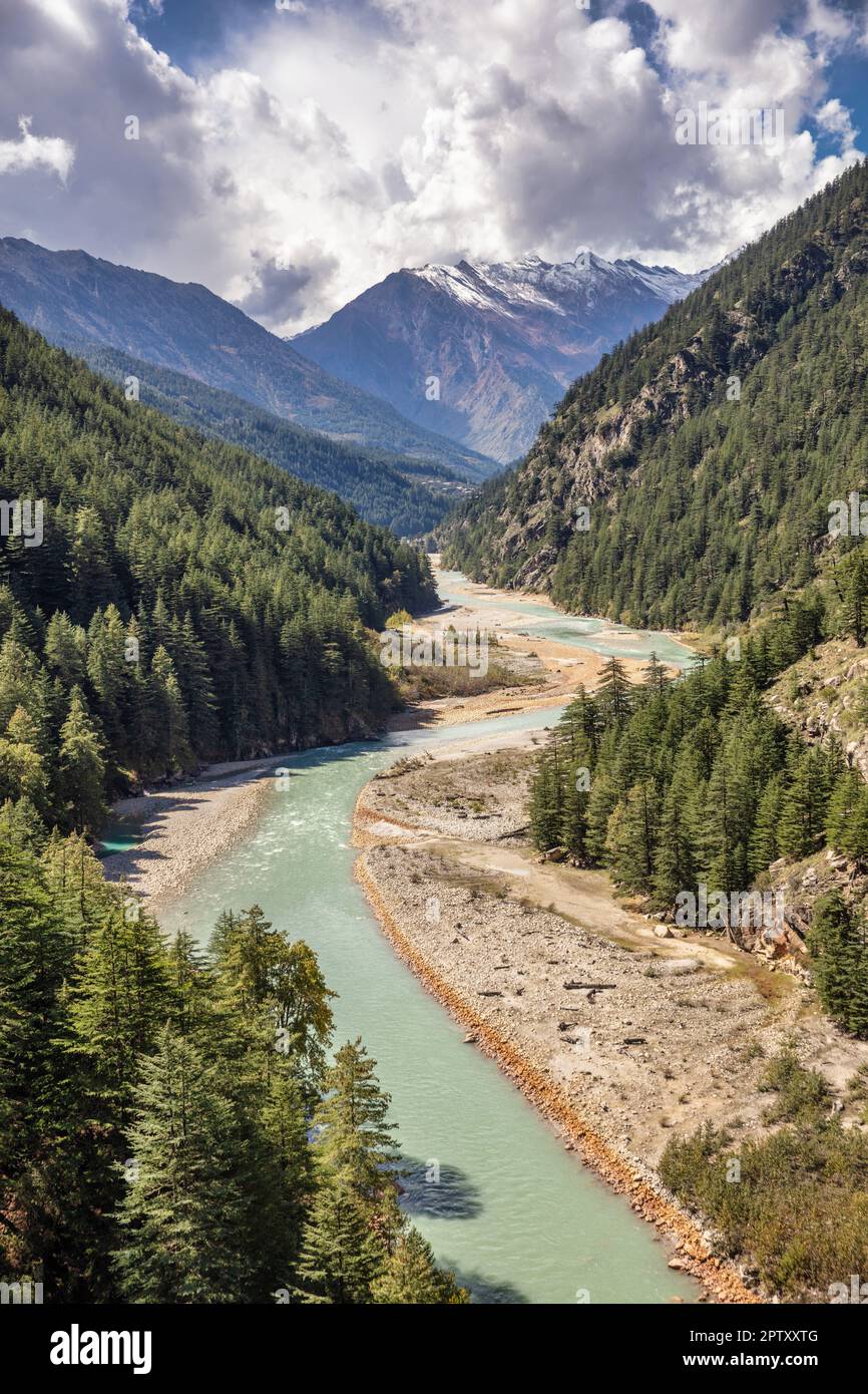 India, Uttarakhand, Gangnani. Bhagarathi river, source of Ganga, Ganges ...