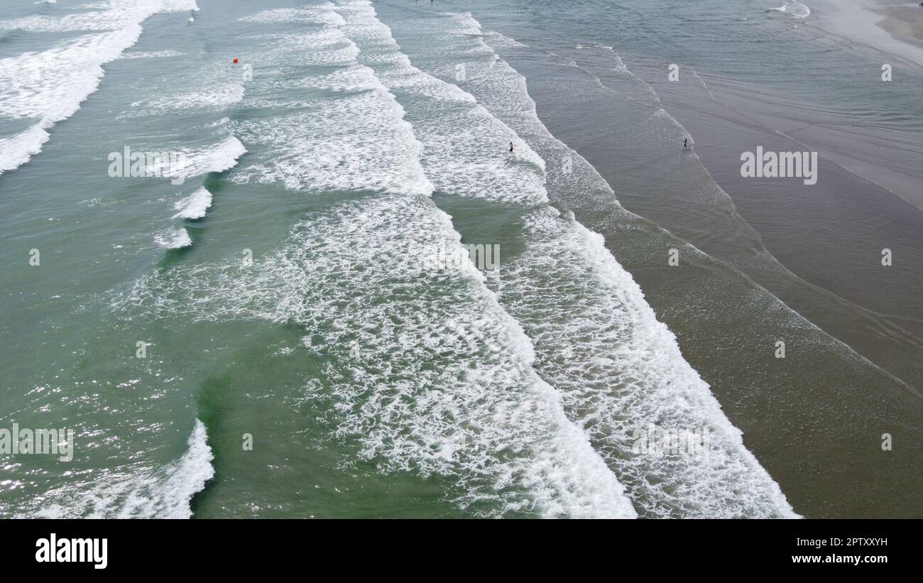 Waves, sea tide, top view. White sea foam on the surface of the water ...