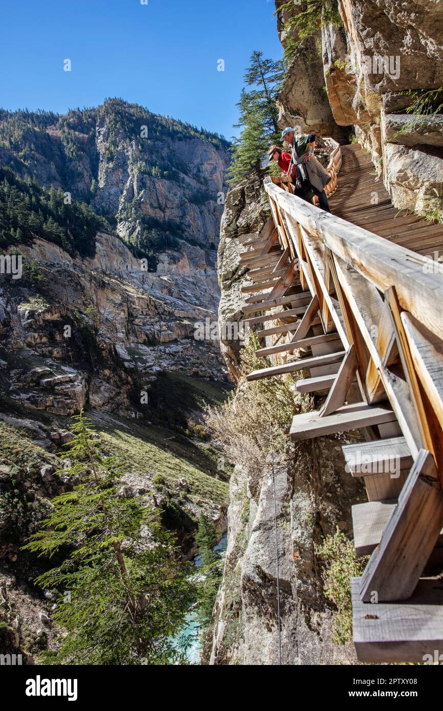 India, Uttarakhand, Bhaironghati. Bhagirathi river, source of Ganga ...