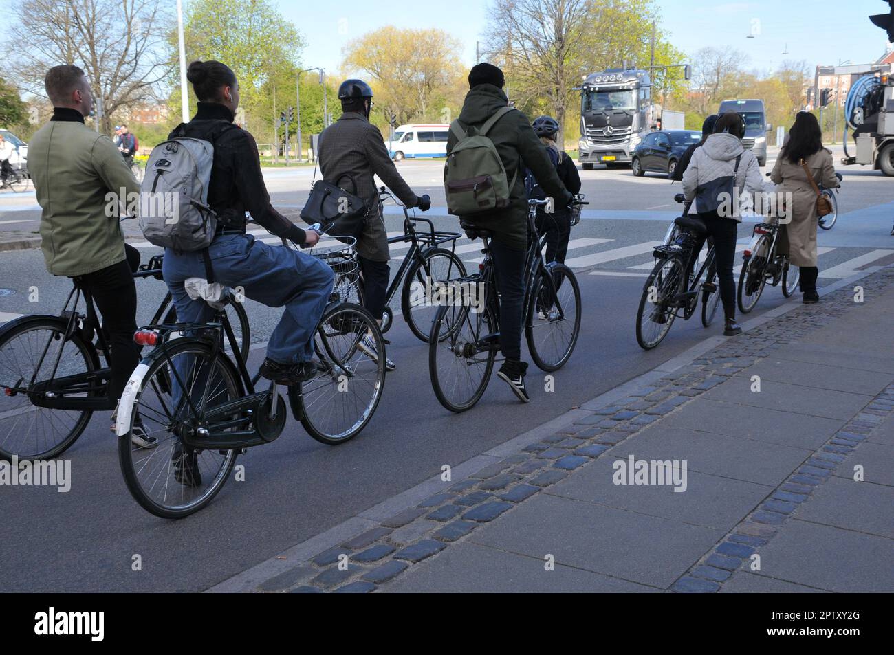Copenhagen /Denmark/28 April 2023/ Danes ride bieks on bike lane in ...